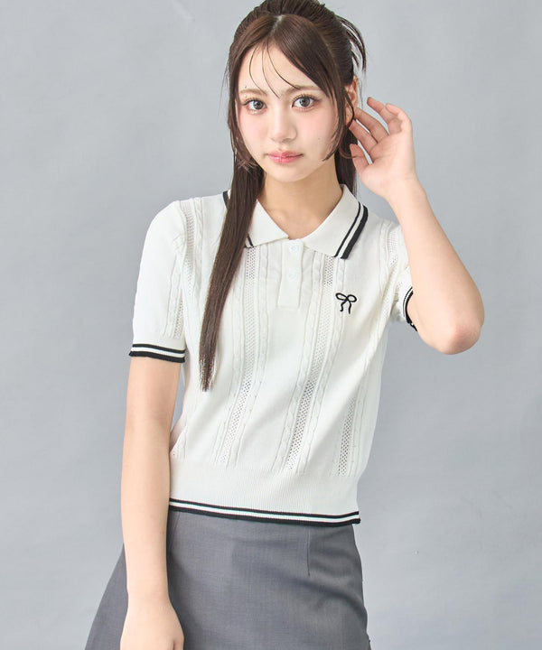 配色 ポロ リボン ニットトップス 153-5818 – ANAP オンラインショップ