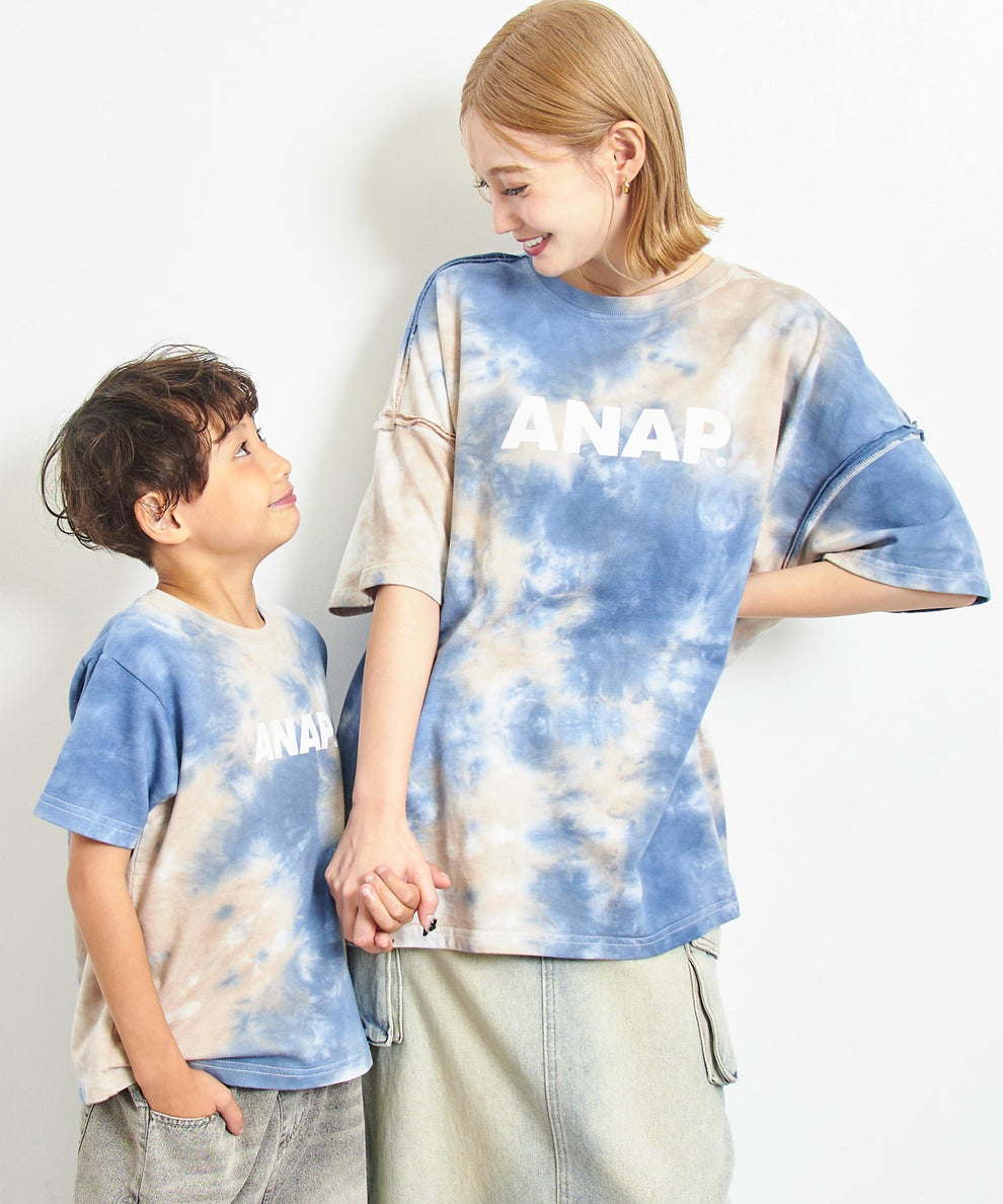 ミニ裏毛 マーブル タイダイ柄 ロゴ Tシャツ 【親子お揃い】 423-3457 – ANAP オンラインショップ
