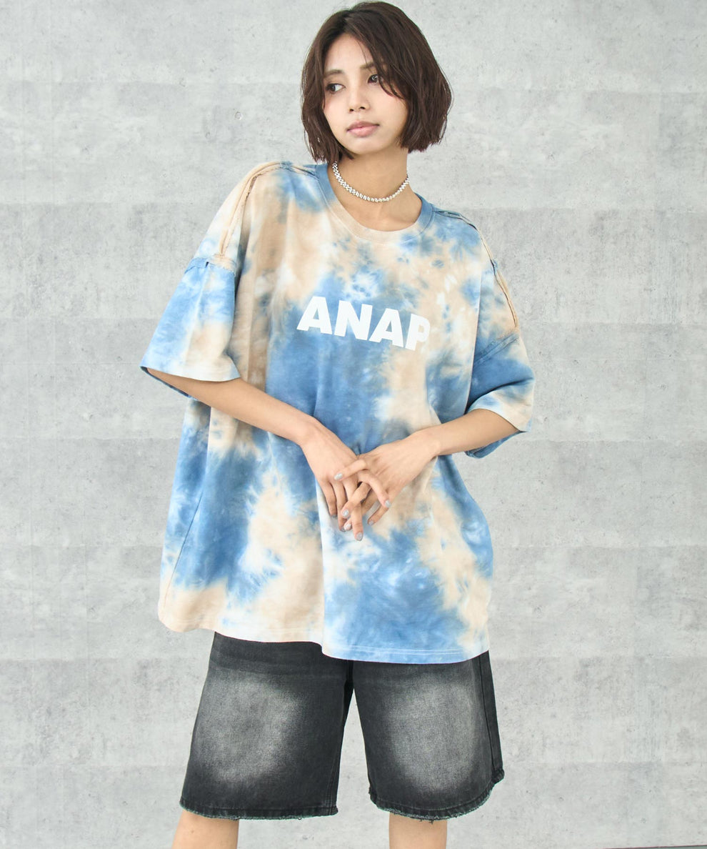 ミニ 裏毛 マーブル タイダイ柄 ロゴ Tシャツ 【親子お揃い】 793-9299 – ANAP オンラインショップ