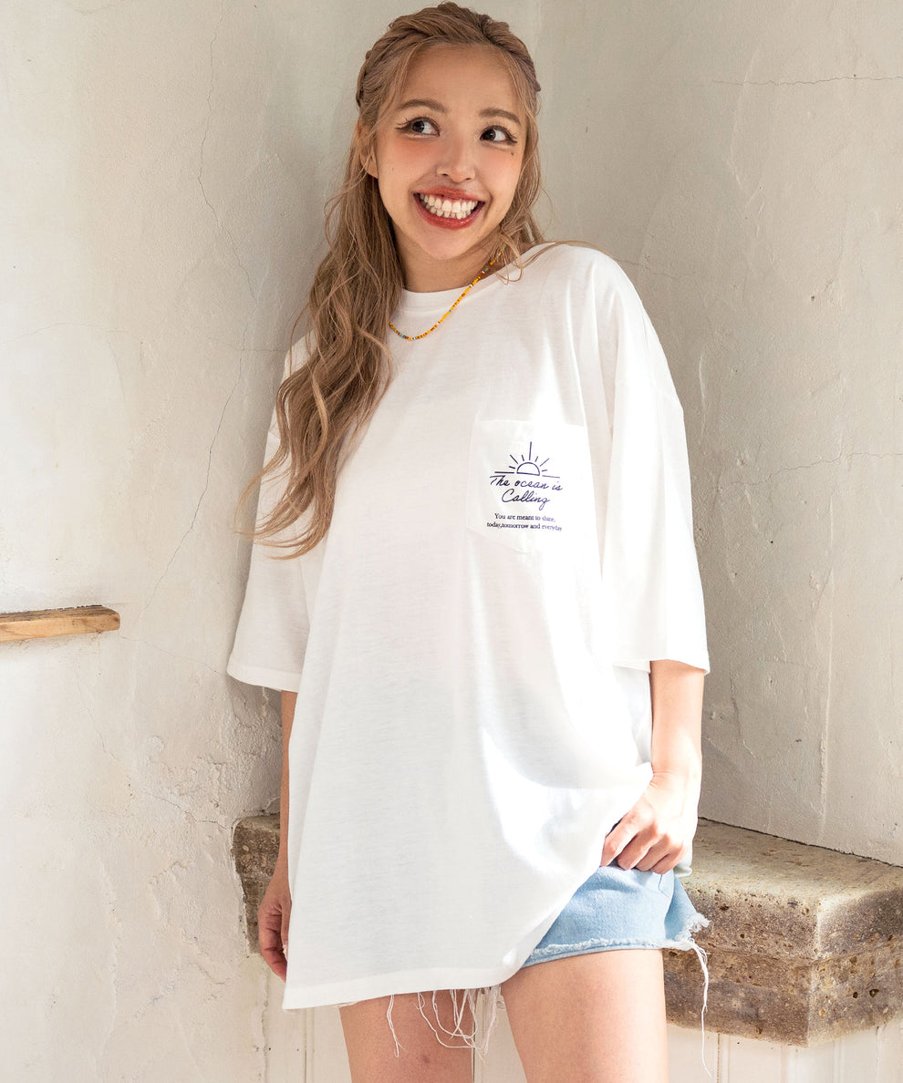 ビーチ グラフィック プリント ポケット ビッグ Tシャツ 853-5956 – ANAP オンラインショップ