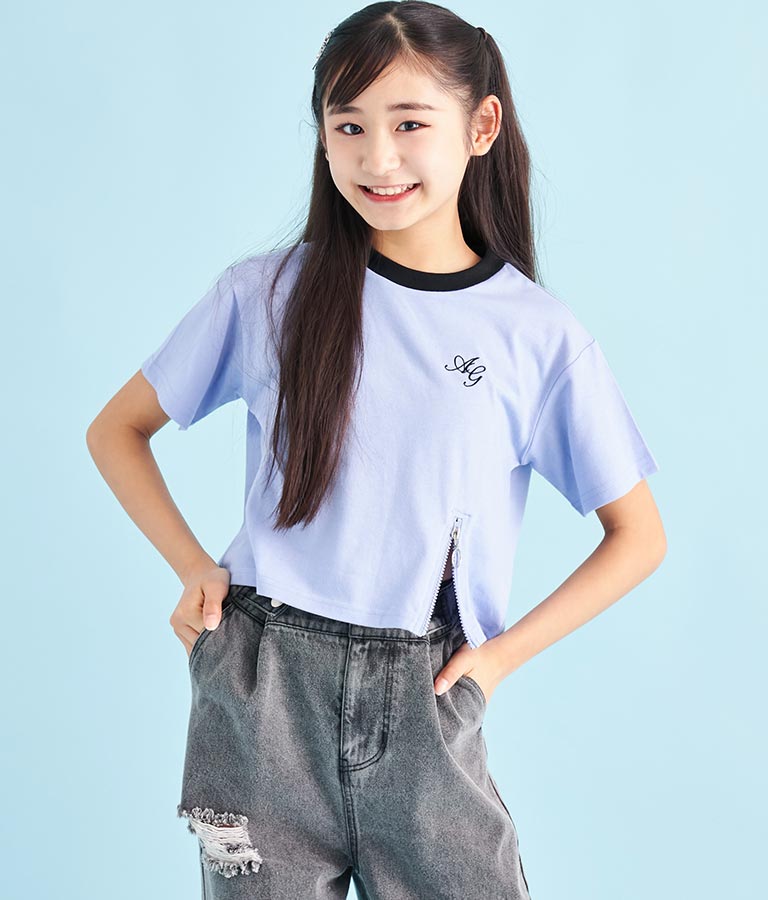 クロップド 前ジップ 刺繍 Tシャツ 913-7363 – ANAP オンラインショップ